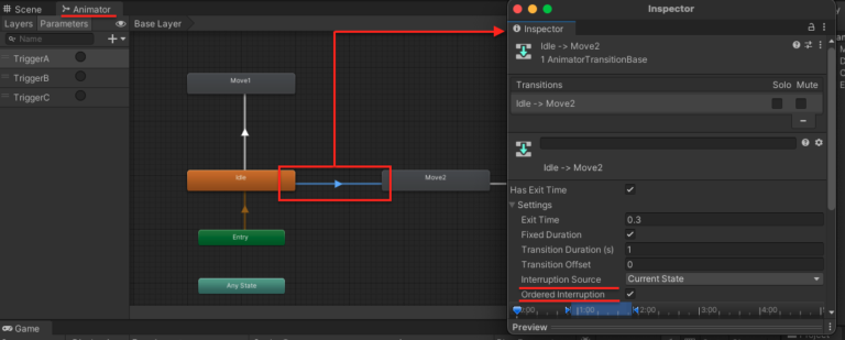 [Unity]アニメーションの作り方④遷移の割り込み、Interruption Sourceを徹底解説！ | えきふるゲームラボ